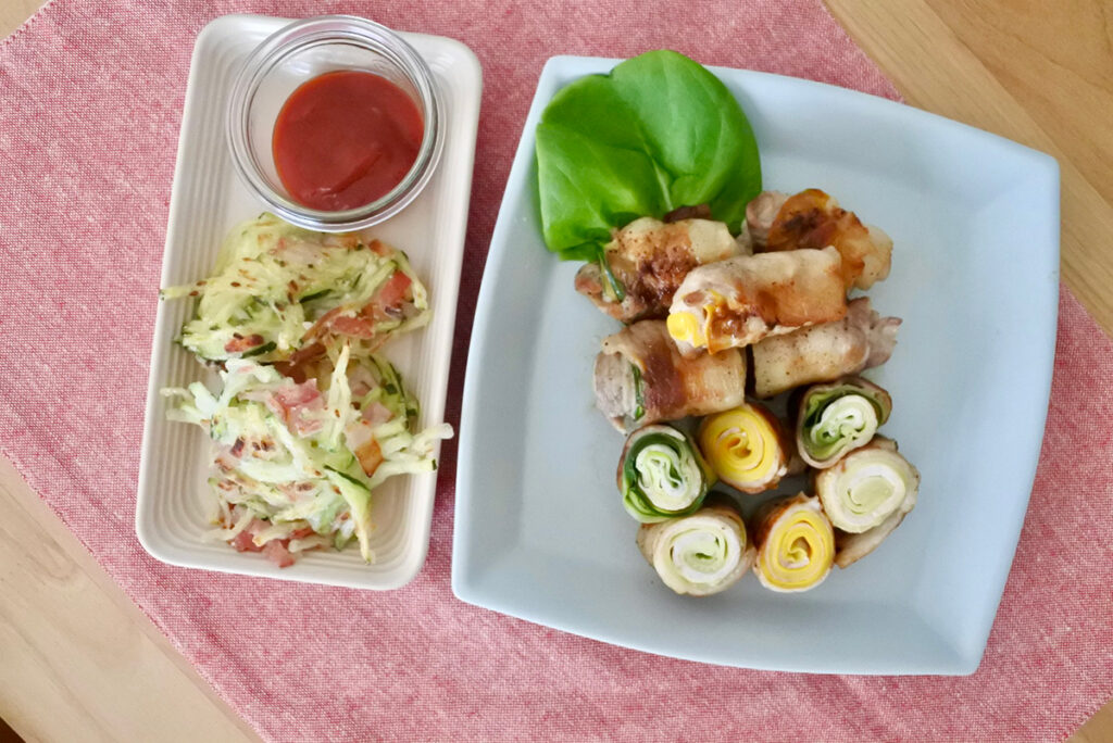【子どもと作るレシピ】15分で完成！夏の食卓にぴったりのズッキーニを混ぜて、巻いて色々な食感を楽しもう | 絵本ナビスタイル
